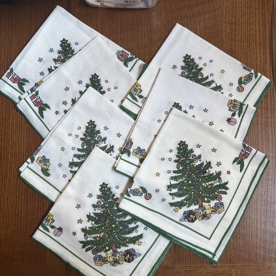 Vintage Lot Of 7 16” Fallani+Cohn Nikko Christmas Time Tree Cloth Napkins 780 | eBay