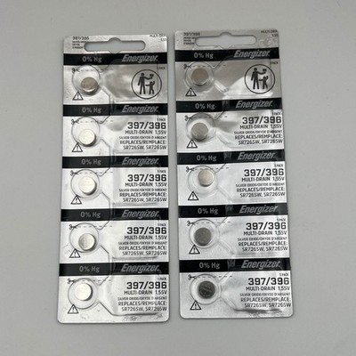 10 Energizer 397 SR726SW Silver Oxide 1.55V Low Drain Coin Cell ...