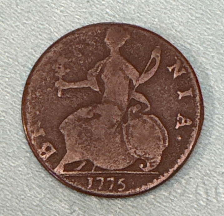 AMAZING !! - 1775 King Geo III Colonial Copper Coin ☆ VERY GOOD DETAIL ...