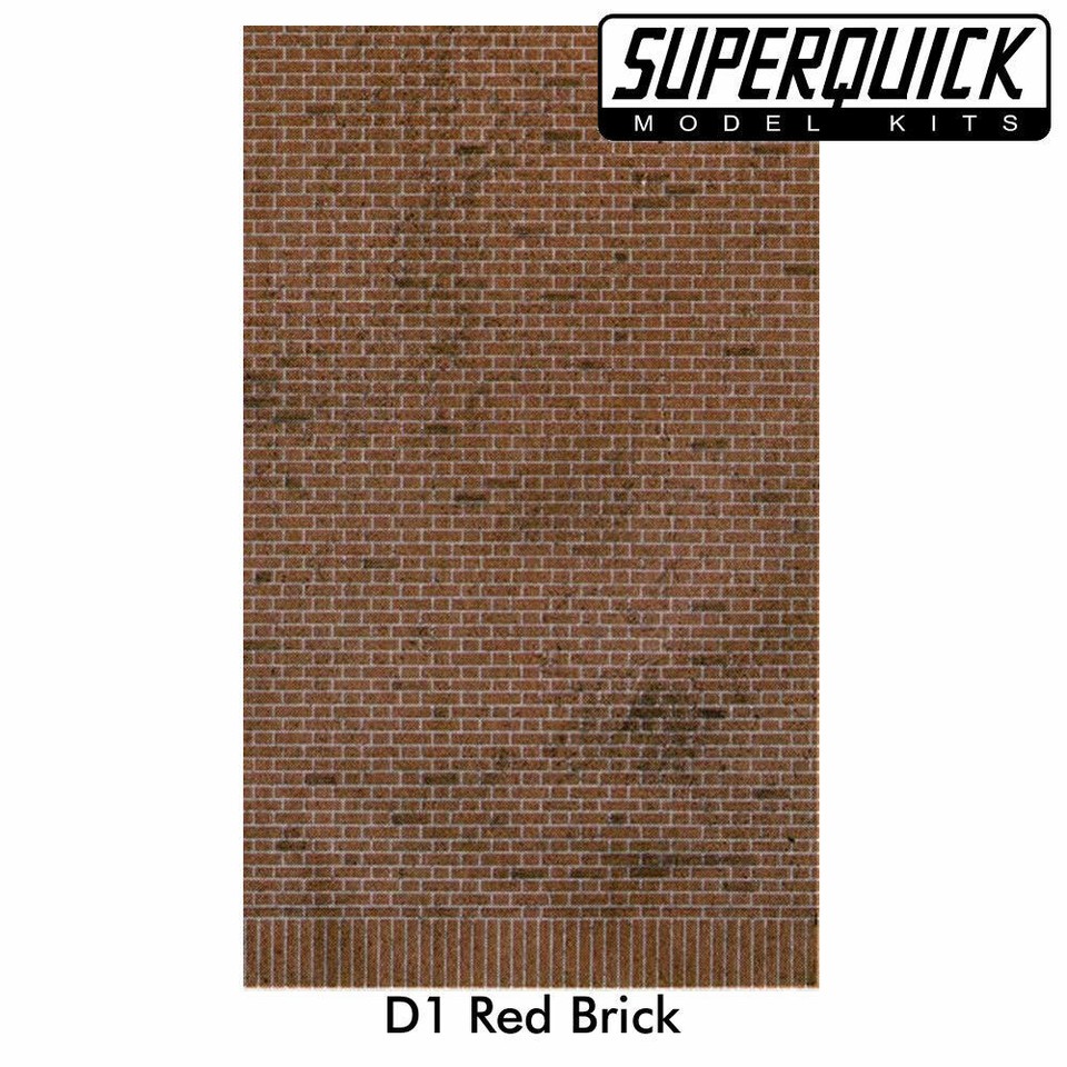 Building Paper RED BRICK D1 1:76 Scale OO HO Gauge Pack 6 D01 ...
