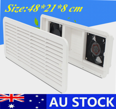 480mm White 12V Caravan RV Dual Fridge Ventilation Fan Vent intake ...
