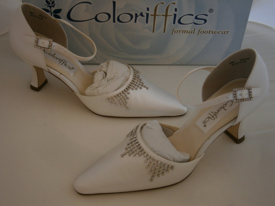 Coloriffics Entice Shoes Wedding Formal 5 6.5 8.5 10 11 Ivory Satin ...