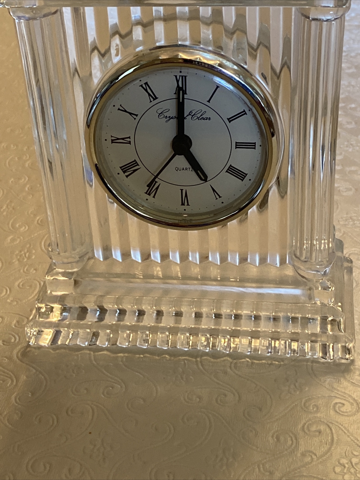 Vintage Crystal Clear 6” Quartz Clock 24% Lead Crystal made in Taiwan ...