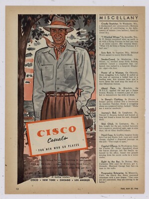 1946 Cisco Casuals Men's Fashion Ad: For Men who go Places - | eBay