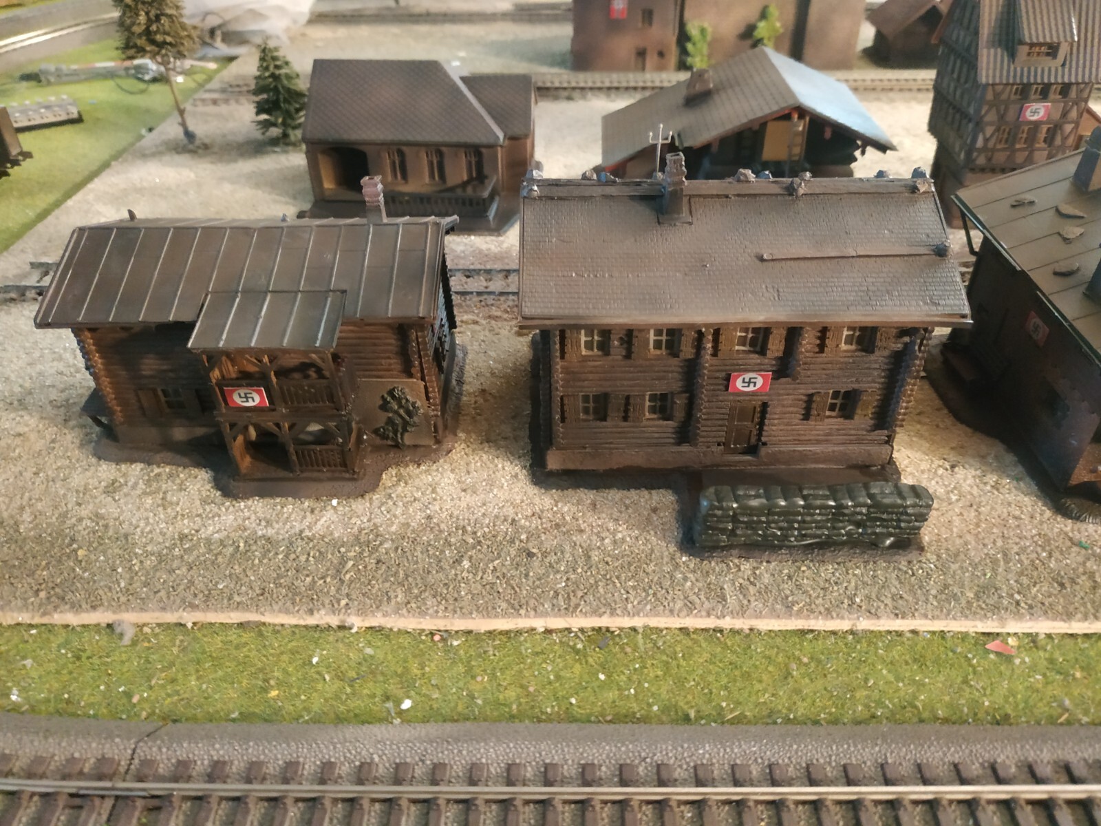 KIBRI, POLA, FALLER, SEVEN BUILDINGS FOR WWII MILITARY THEMES, SCALE HO ...