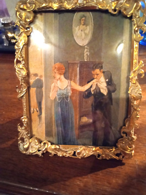 Antique Brass Framed Victorian Courting Couple Parlor 5" X 3 3/4" | eBay