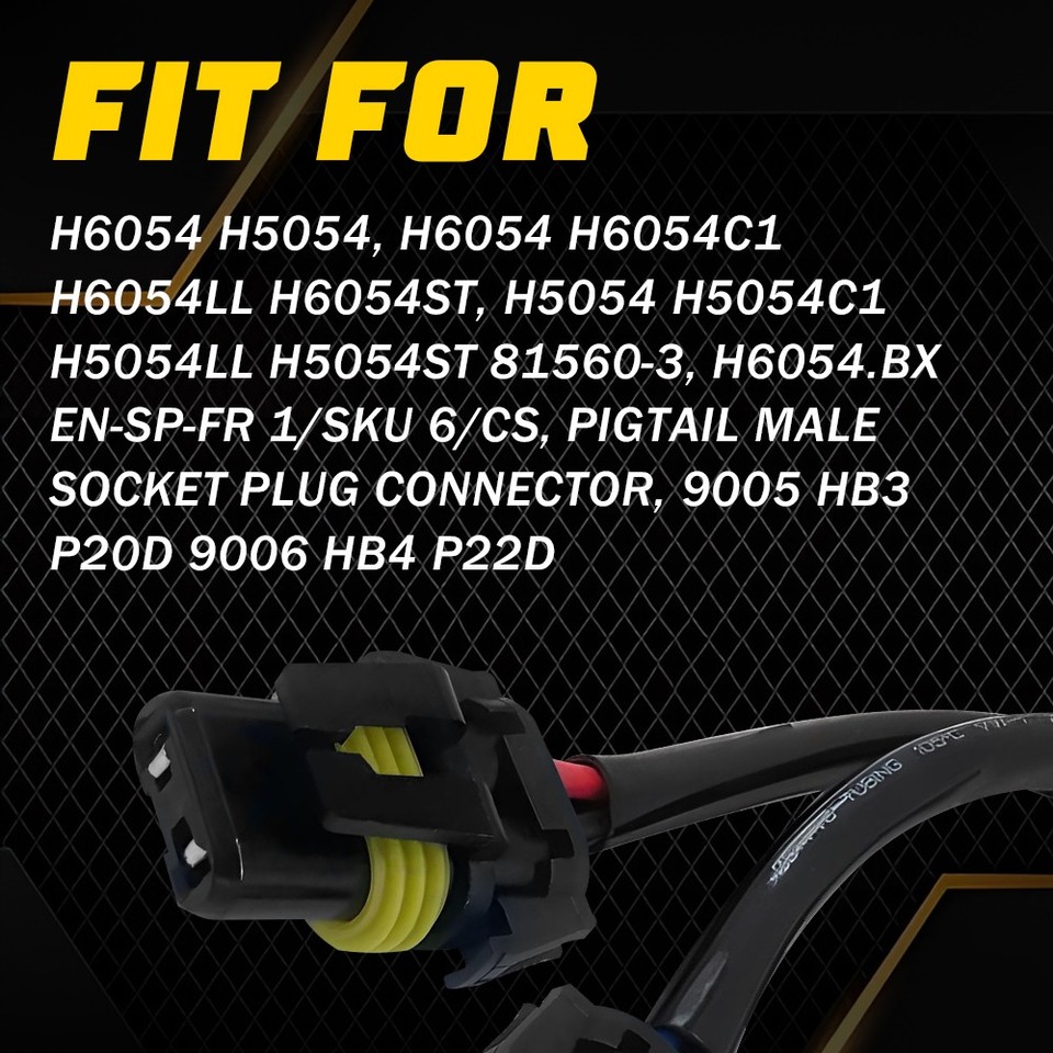 Conversion Wire H6054 To 9005 Two 9006 Harness Head Adapter Light Plug ...