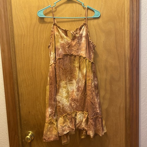 Tye Dye Orange And Copper Pinks Flare Mini Dress Large Wild Fable | eBay