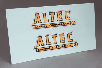 PRE CUT 2 ALTEC LANSING ® LOGO WATER SLIDE DECAL for SPEAKER CABINETS ...