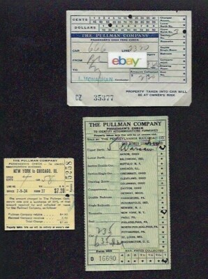PULLMAN CO TRAIN CARS 3 TICKETS NEW YORK TO WARSAW 1938 | eBay