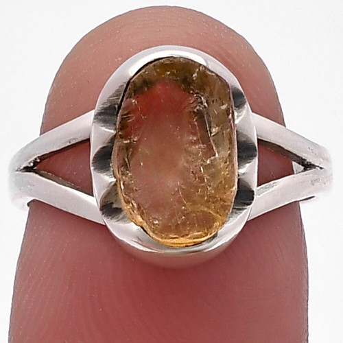 Natural Yellow Scapolite Rough 925 Sterling Silver Ring s.6.5 Jewelry R ...