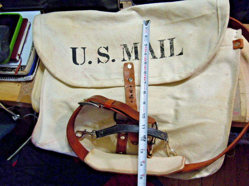 VTG Rare USPS US Leather Canvas Mail Postal Carrier Messenger Briefcase ...