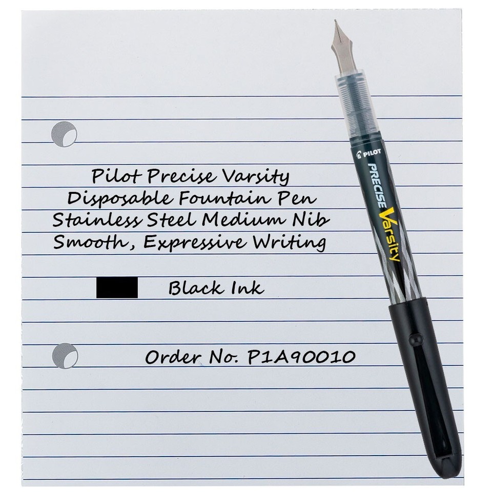 Pilot Precise Varsity 90010 Disposable Fountain Pen Black Ink, Pack of ...