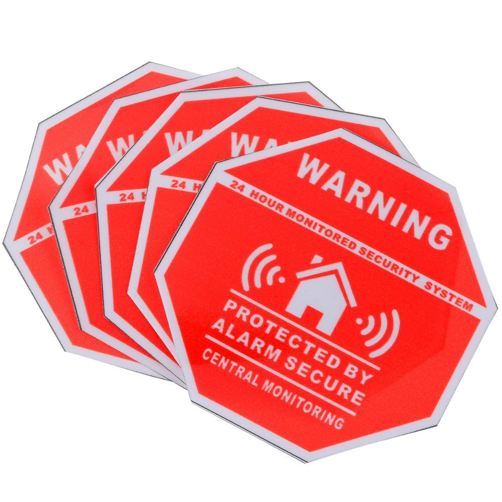 Red Security Alarm Sticker 10cm*10cm Safety System Stickers | eBay