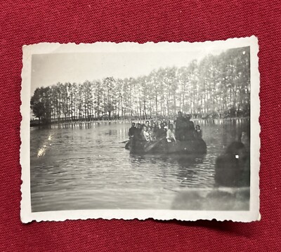 WW2 WWII Original German Military wartime Photo Soldiers In Raft On ...