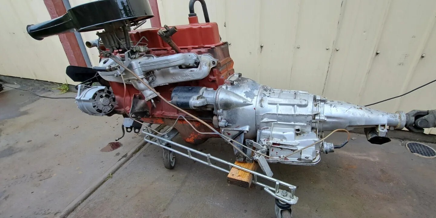 COMPLETE HP BLOCK EH HD 179 HOLDEN RED MOTOR & POWERGLIDE WITH LINKAGES ...