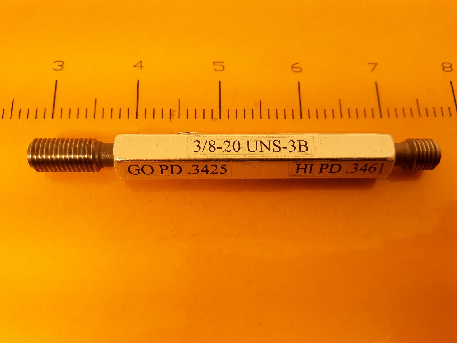 3/8 20 UNS 3B THREAD GAGE / PLUG GAGE GO .3425 / NO GO .3461 | eBay