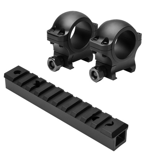 Picatinny See-Through Scope Mount Rail + Low Ring Mounts For Ruger 10/ ...