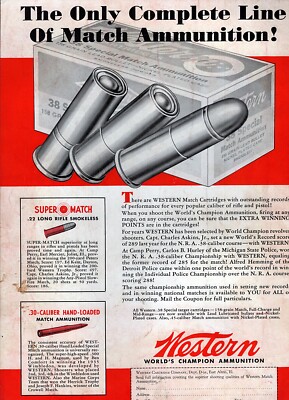 1936 Western Super Match 22LR Bullets Ammo Original Print Ad | eBay