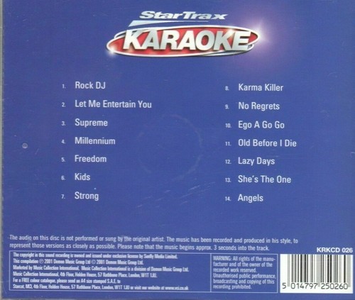 The Songs Of Robbie Williams: Star Trax Karaoke CD StartraxFast Free UK ...