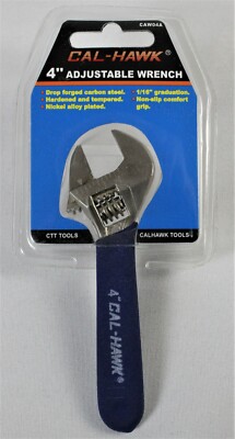 Cal-Hawk 4" Adjustable Wrench Carbon Steel Plated Tool Comfort Grip ...