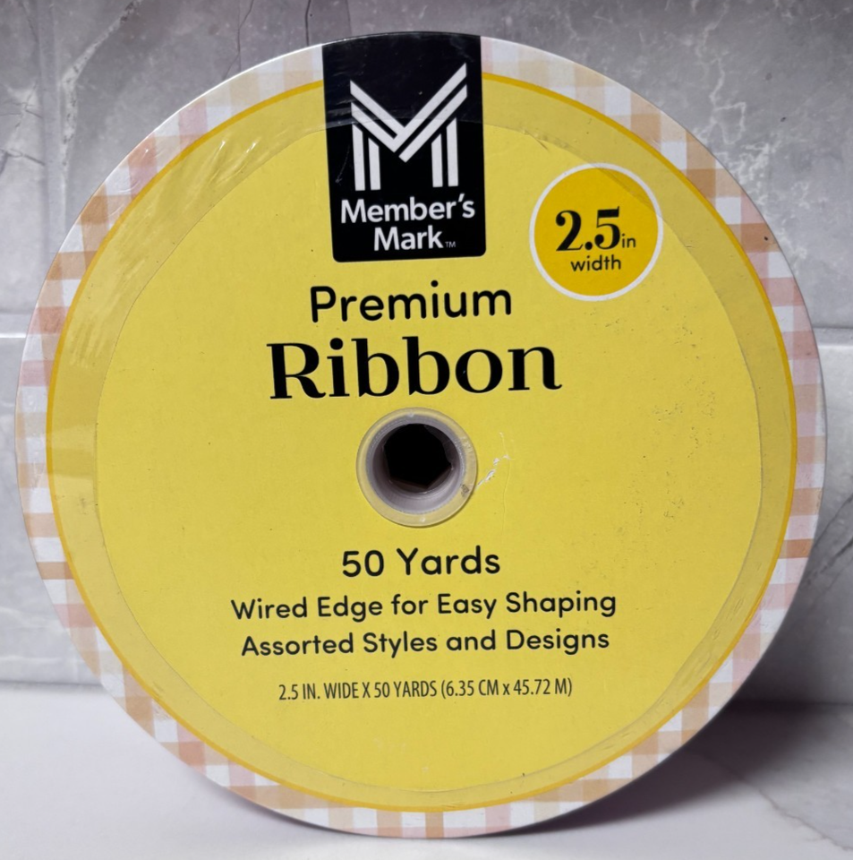 Members Mark Premium Ribbon 2.5" Wide 50 Yards Purple Floral NIP Sealed ...