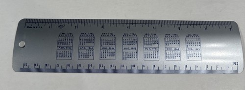 Vintage Aluminum 8” Ruler Calendar 1964 Made in USA 20CM | eBay