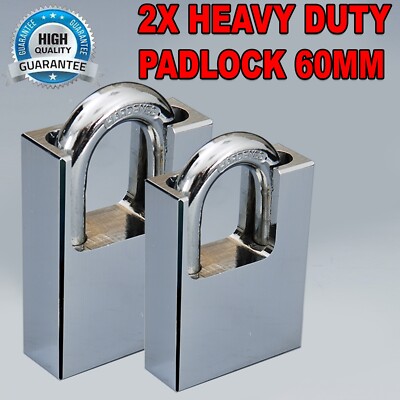 2x HEAVY DUTY Padlock High Security Lock With 3 Keys Chain Pad Lock ...