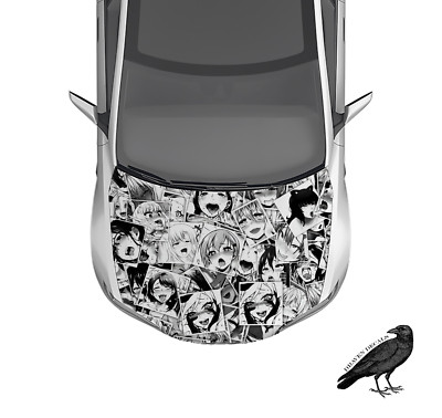 Ahegao Manga Anime Hood Wrap Weatherproof Vinyl Car Decal 50" X 65" | eBay