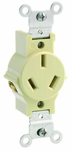 Leviton 20A, 125/250V, NEMA 10-20R, Narrow Body Single Receptacle ...