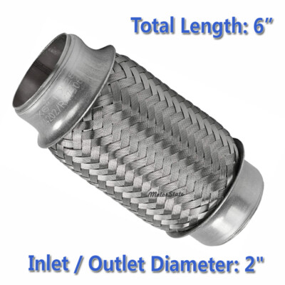Flexible Series Stainless Steel Double Braided Exhaust Pipe 2" x 6 inch ...