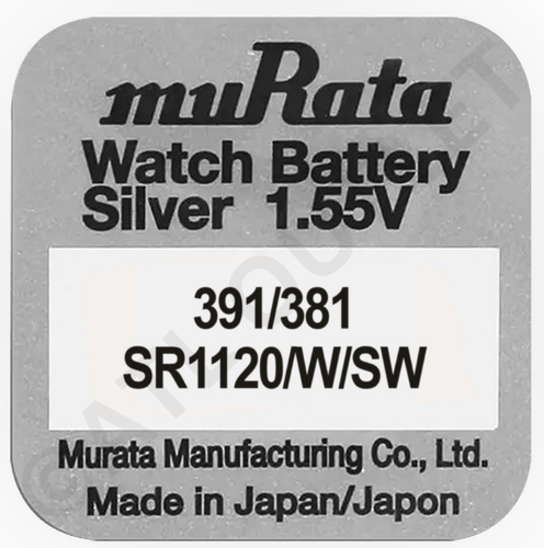 Murata 391 381 SR1120 1.55v Silver Oxide Watch Battery - Made In Japan ...