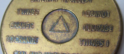 Alcoholics Anonymous AA 4 Year Bronze Symbol Back Medallion Chip Coin ...