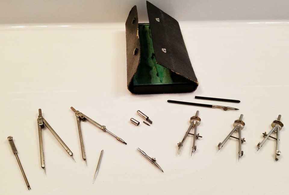 VINTAGE 11 PIECE DRAFTING INSTRUMENT SET WITH CASEMADE IN GERMANY | eBay