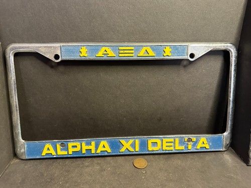 Vintage ALPHA XI DELTA License Plate Frame | eBay