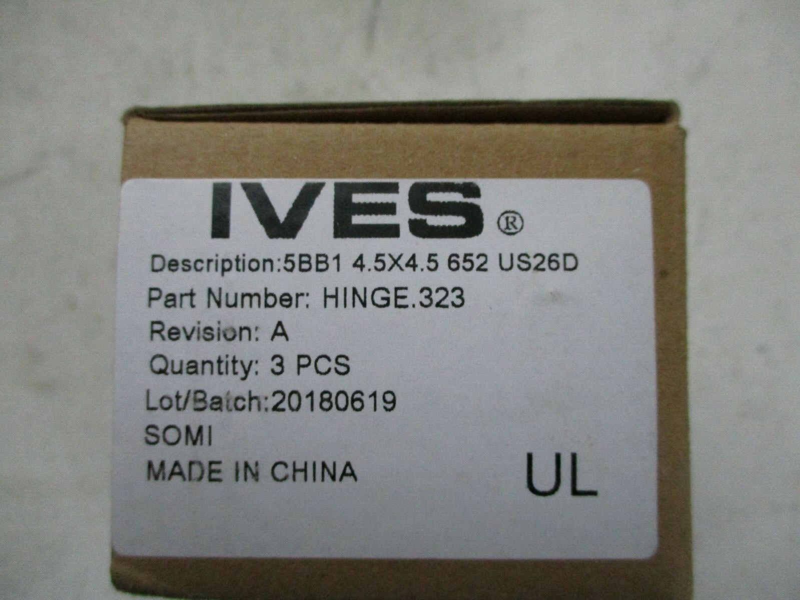 BOX OF 3 NEW Ives 5BB1, 4.5" x 4.5", 652, US26D, Full Mortise Hinge ...