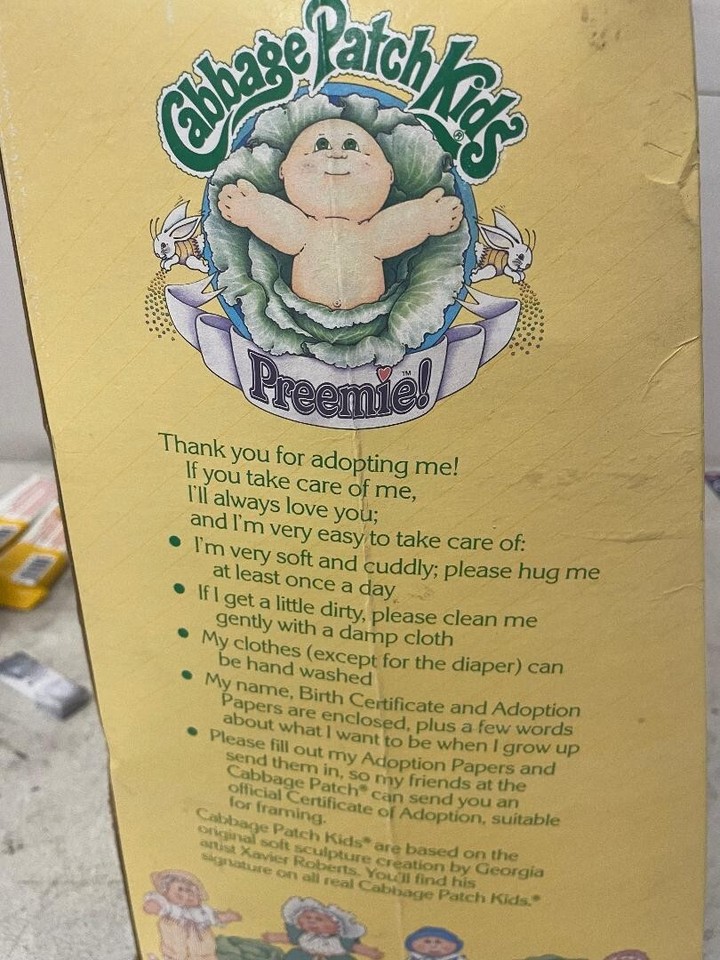 1985 Cabbage Patch Kid Preemie Blue Eyes No Hair WITH LOTS OF CLOTHING LOW SHIP | eBay