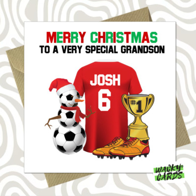 Personalised MAN U Football Christmas Card Son Grandson Brother Uncle ...