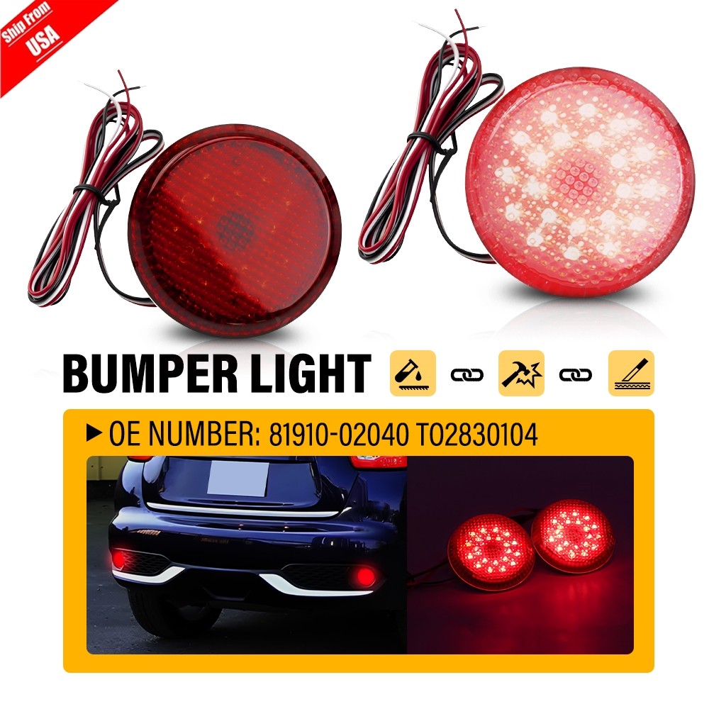 For Scion Toyota Nissan Red Rear Bumper Reflector LED Brake Tail Light ...