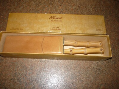 Clement Company Delvynware Knife and Fork Set with Leather Block ...