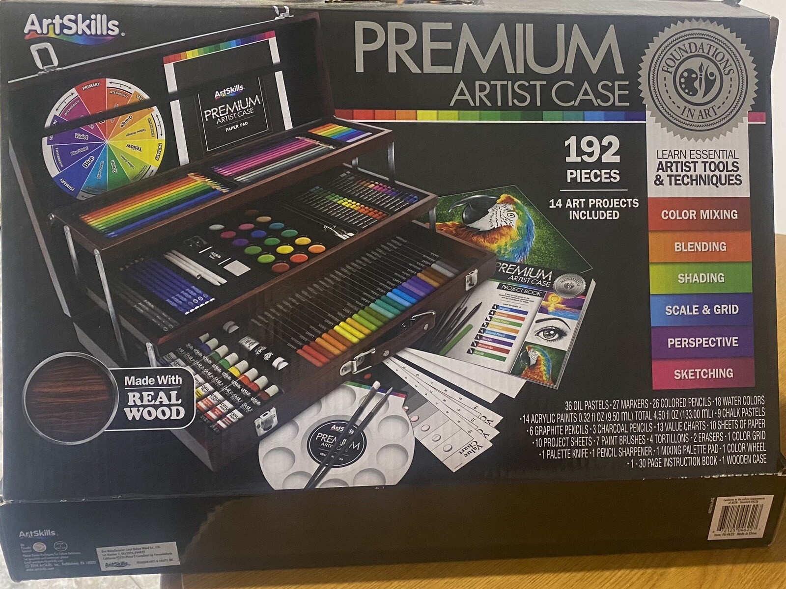 New 192 Piece Art Set Wood Case Deluxe Wooden Box Artist Premium ...