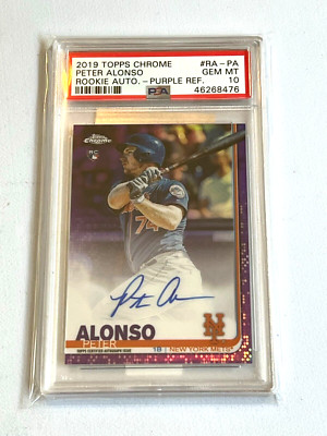2019 Topps Chrome Pete Alonso Purple Refractor Auto 249/250 PSA 10 RC ...
