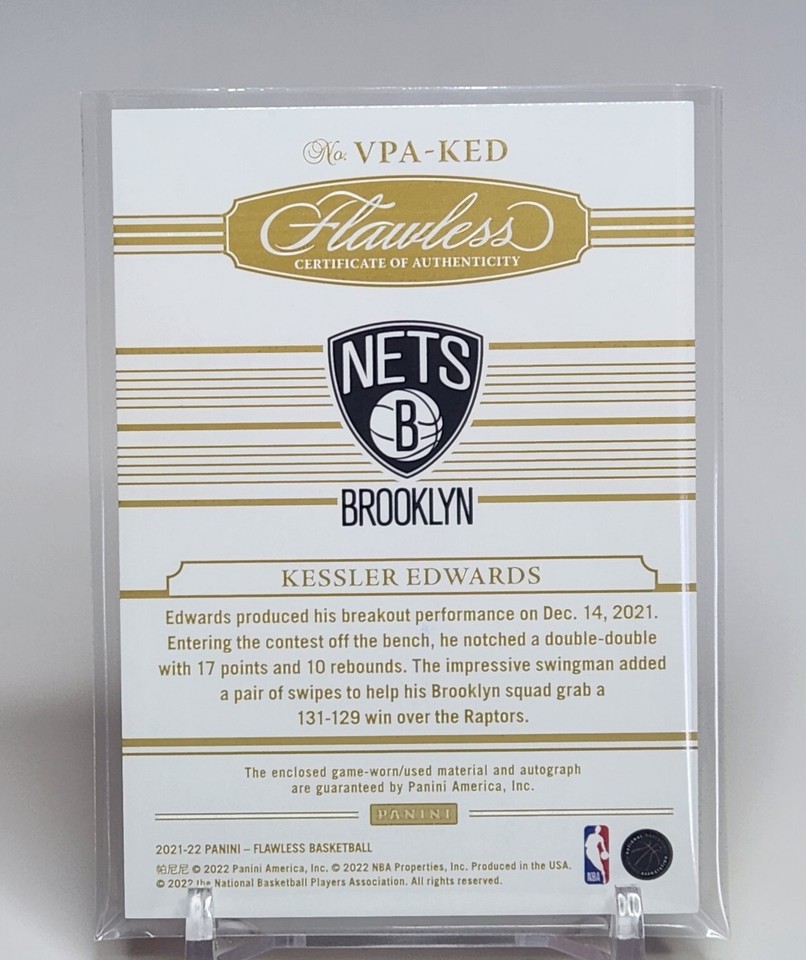 2021-22 Panini Flawless Kessler Edwards Rookie Patch Auto /25 - Game ...