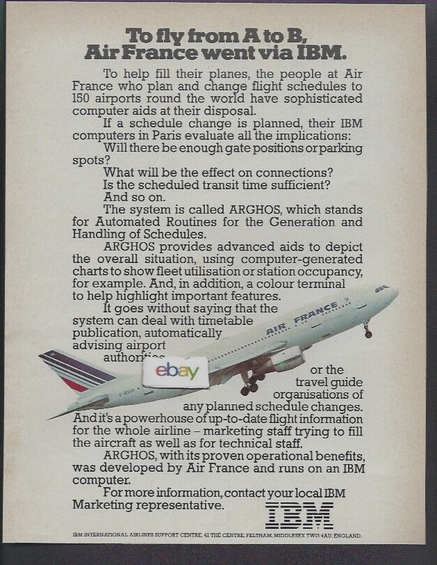 AIR FRANCE 1982 FOR AIRBUS A300 USES IBM ARGHOS SYSTEM IN PARIS AD | eBay