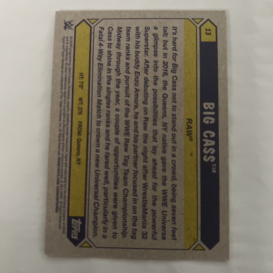 WWE 2017 Topps Heritage Big Cass AEW BIG BILL Base Card | eBay