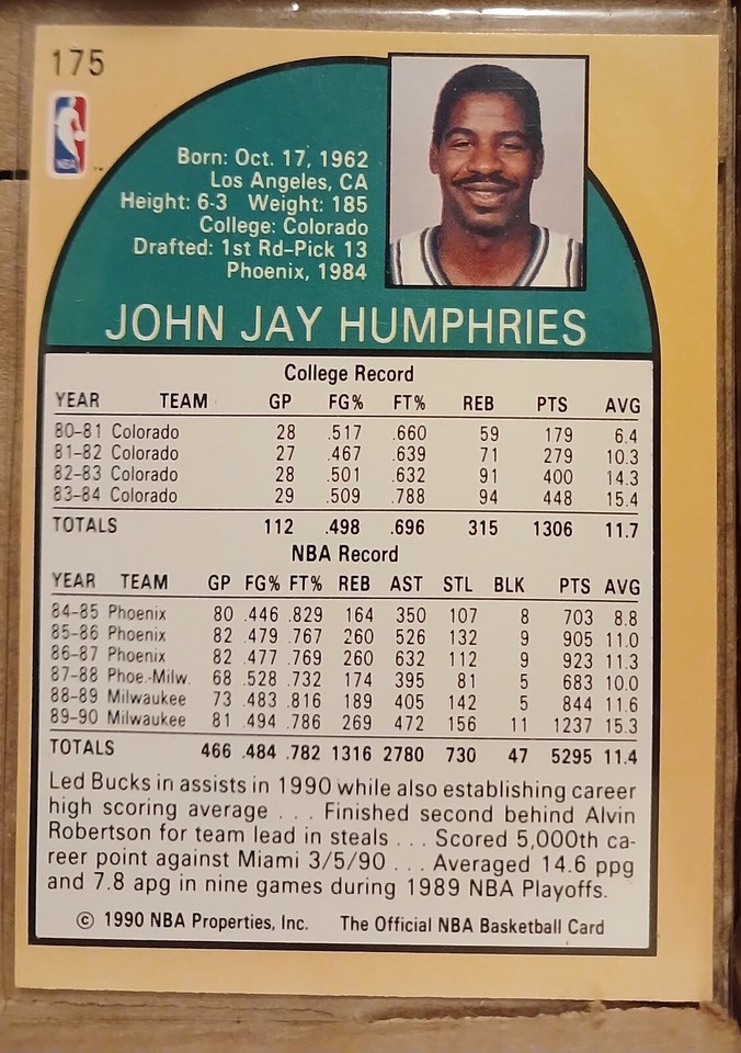 1990 NBA Hoops Michael Jordan(John Jay Humphries) ERROR card #175 Rare ...