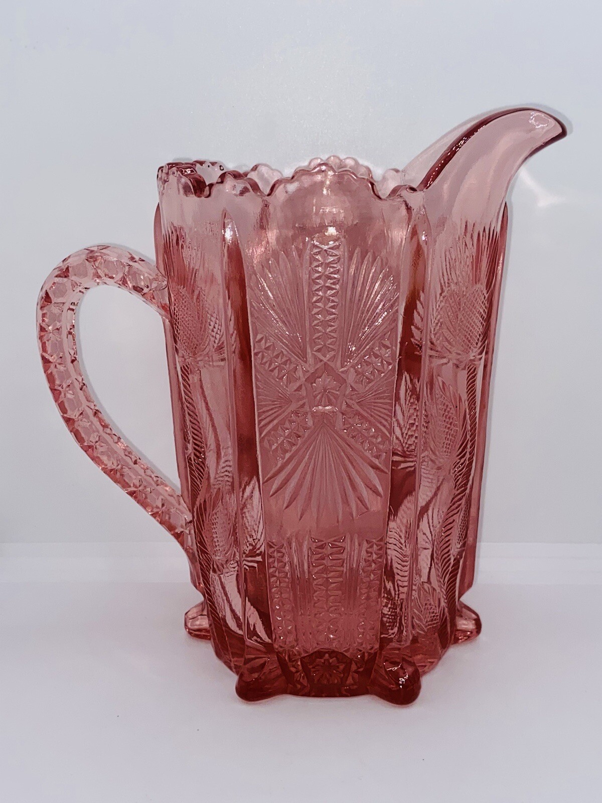 Thistle Pattern Glass Pitcher