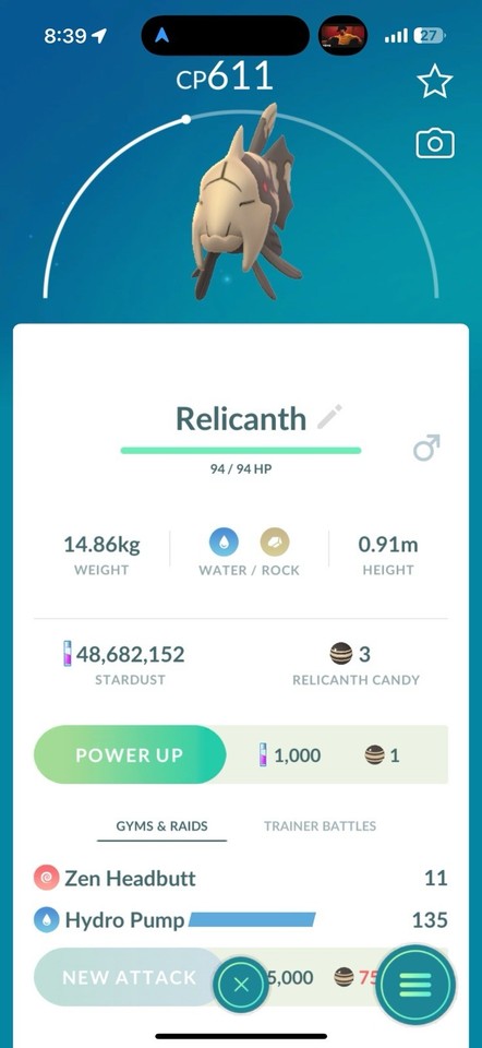 Relicanth - Pokémon Go Trade - 20k | eBay