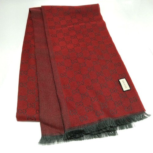 Gucci GG Pattern Reversible Wool Blend Scarf Red Serpentine Style ...