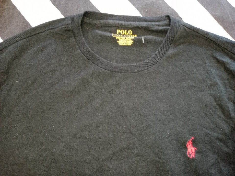 Polo Ralph Lauren Mens Long Sleeve T Shirt S Black Slim Fit Red Polo ...